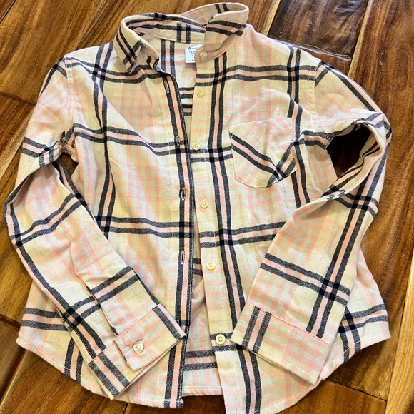 Shirts & Tops | Girls Pink Plaid Flannel Button Up Members Mark Brand ...